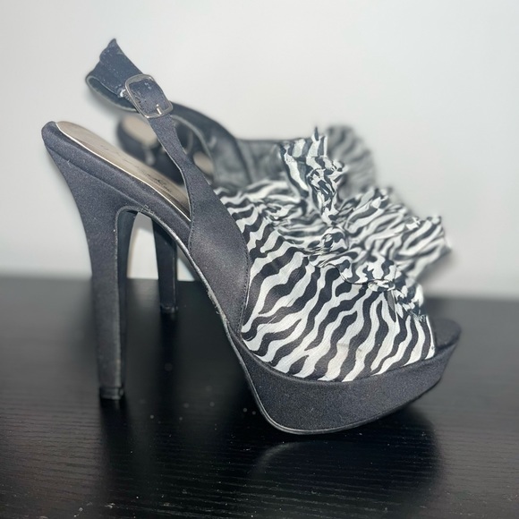 Qupid | Shoes | Zebra Print Ruffled Open Toe High Heel Sandals | Poshmark